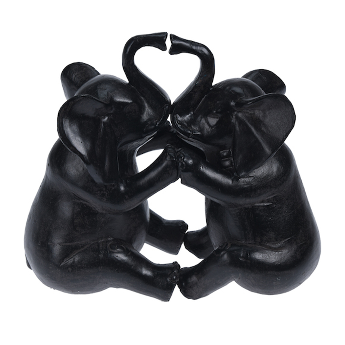 Statue 2 éléphants-16,5x8x15,5cm-noir – Orca