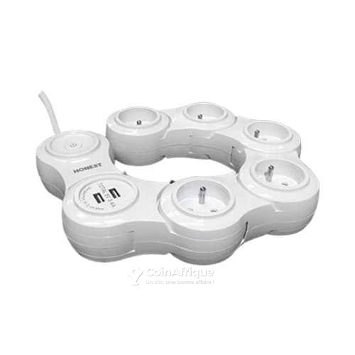 RALLONGE MULTIPRISES-5 TROUS-1.5M-FLEXIBLE-2 PORTS USB – Orca