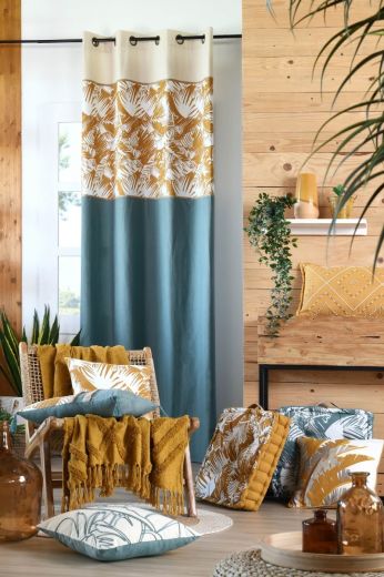 COUSSIN DECORATIF-40X40CM-BAMAKO SAFRAN-MOTIF FEUILLES – Orca