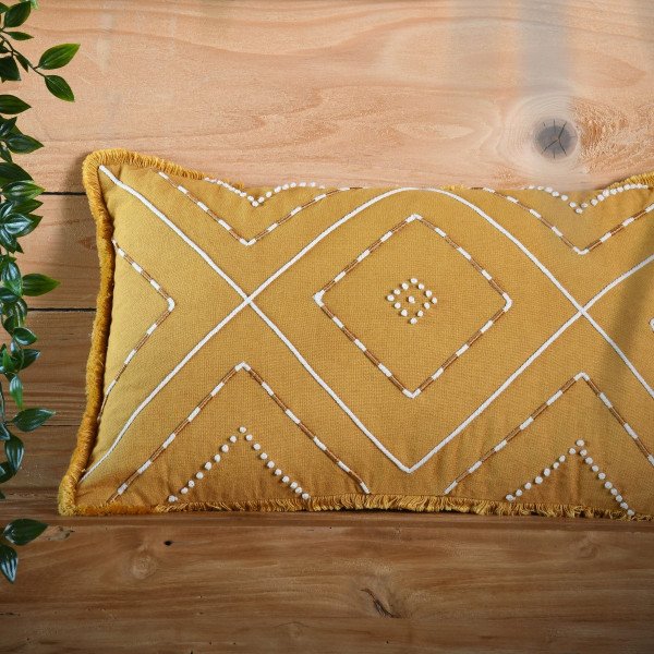 COUSSIN DECORATIF-30X50CM-BAMAKO MOUTARDE-DECO PERLE – Orca