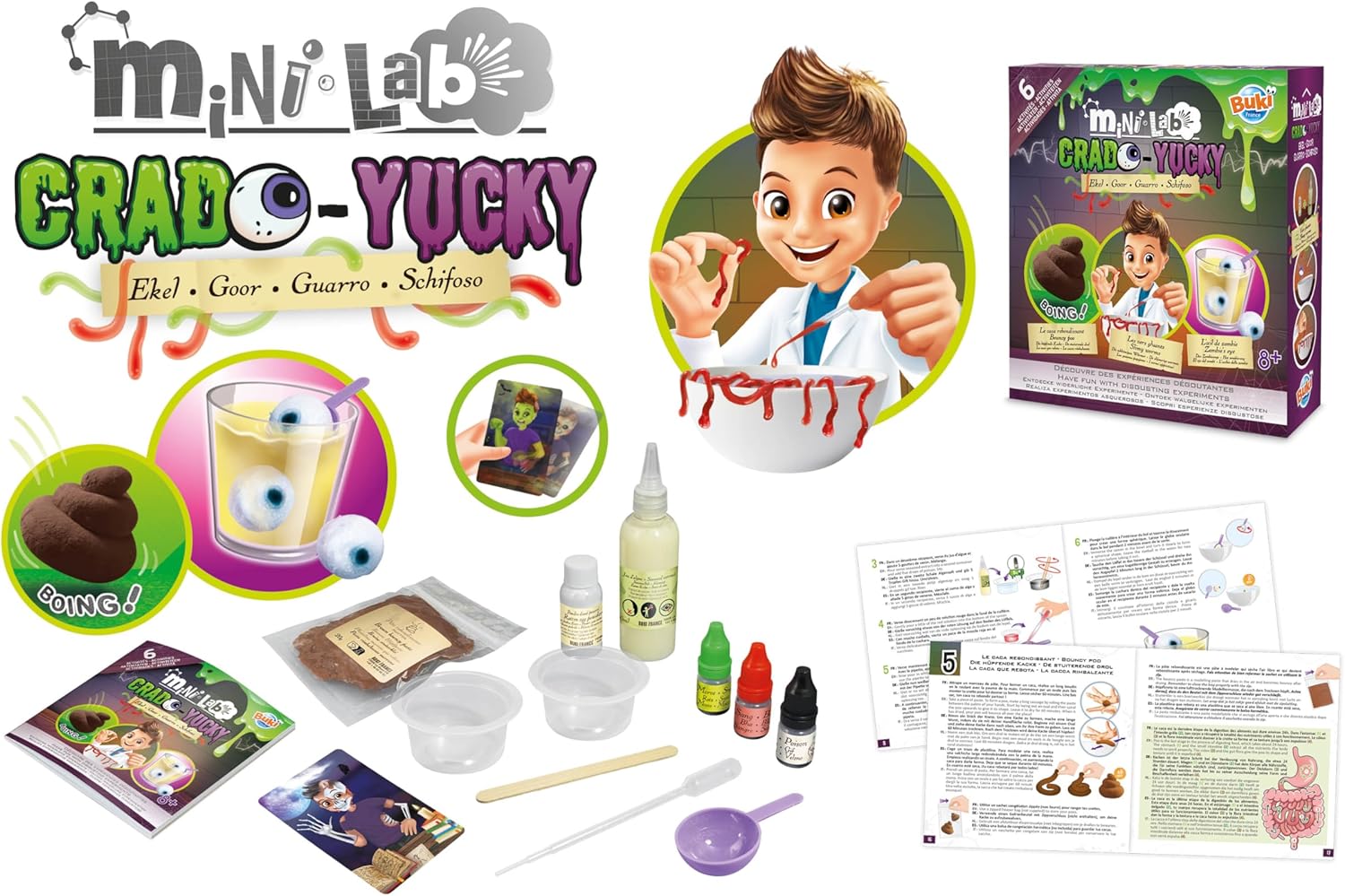 JEU DE SCIENCE-MINI LAB CRADO-YUCKY-6 ACTIVITES+8ANS – Orca